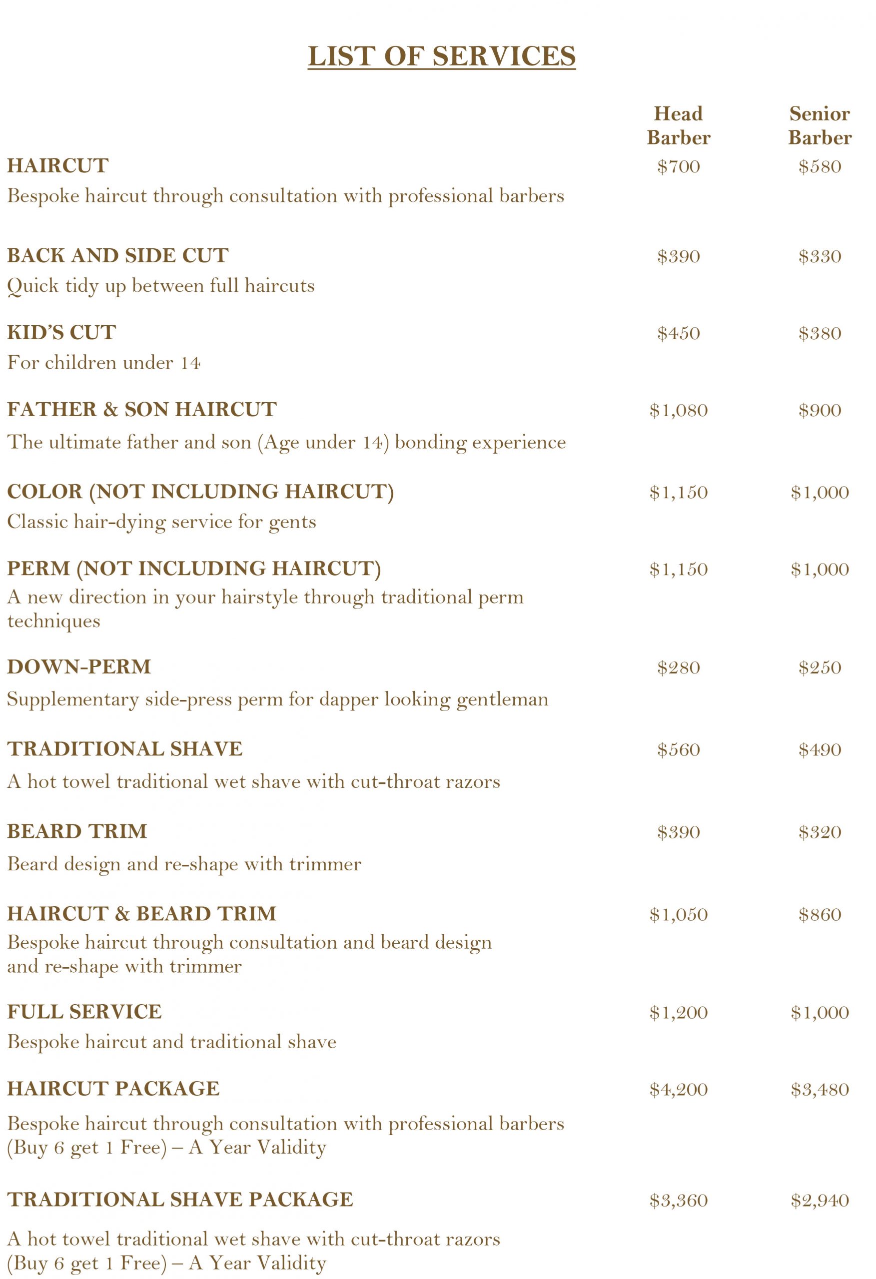 Services – THE BEAU BARBERSHOP